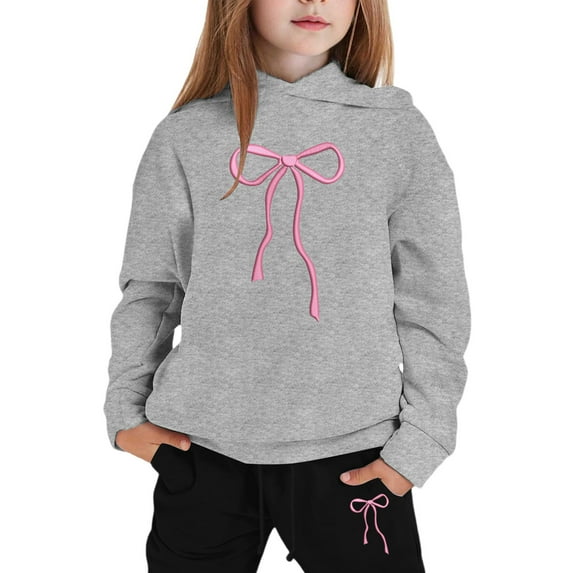 JIAYUE Spring Fall Kids Outfit Sets Hooded Bows Long Sleeve Pull-On ...