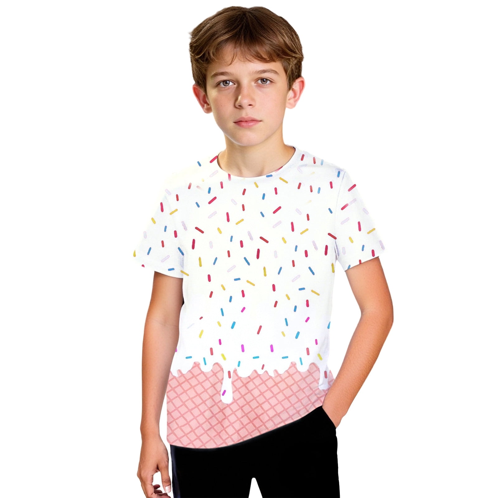 JIAYUE T Shirts For Boys Girls Crew Neck Ice Cartoon Casual Print Tee ...