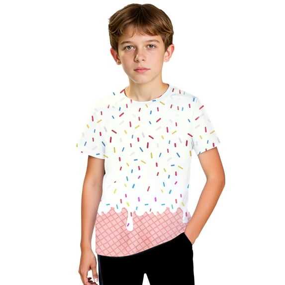 JIAYUE T Shirts For Boys Girls Crew Neck Ice Cartoon Casual Print Tee ...