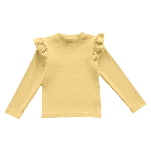 JIAYUE T Shirts For Girls Tees Lace Detail Long Sleeve Blouse Solid ...