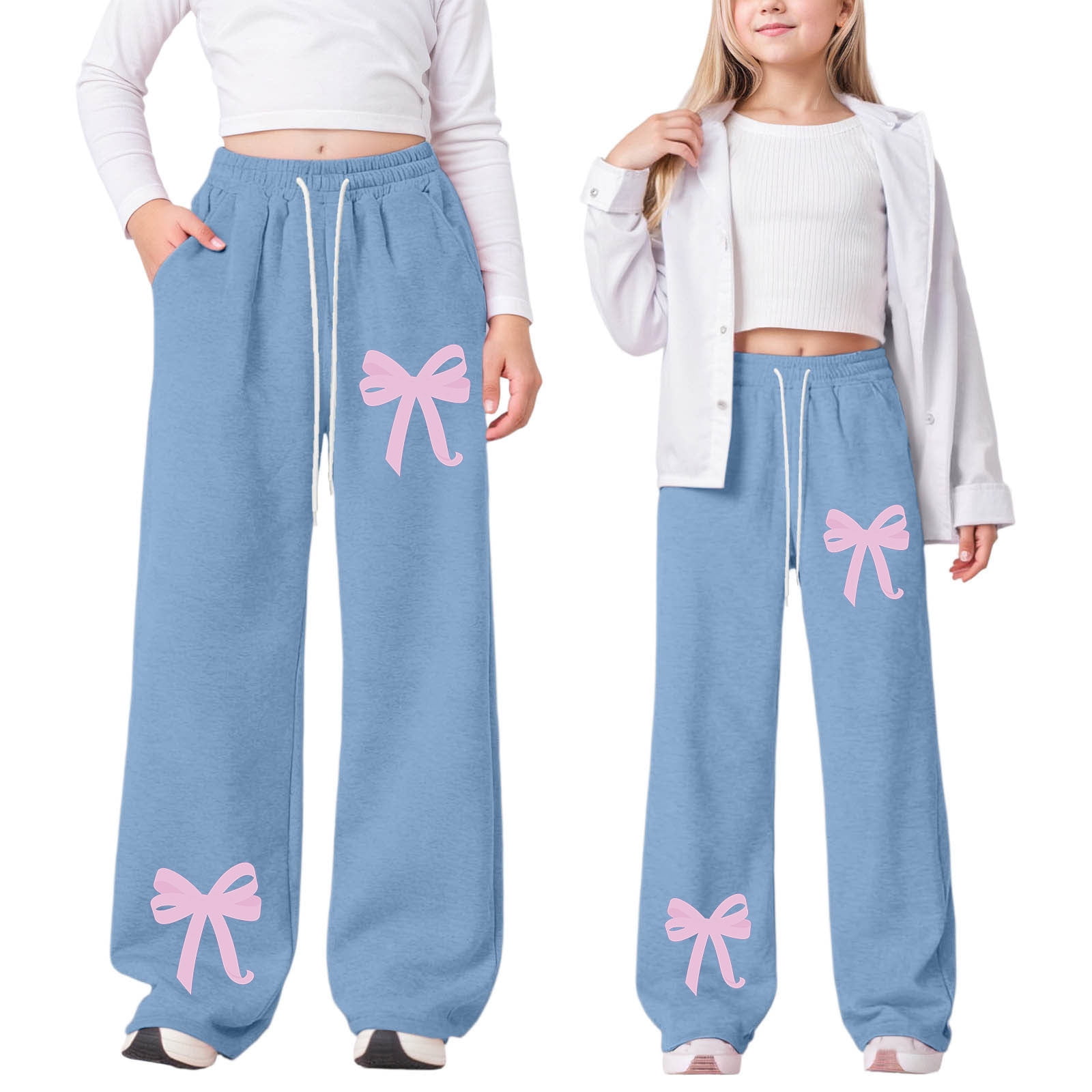 JIAYUE Valentines Day Girls Trousers Bowknot Print High Waisted ...
