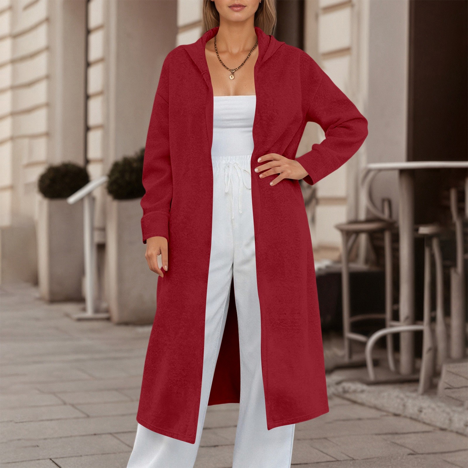 JIAYUE Womens Outerwear Jacket Loose Fit Solid Color Long Sleeve Pull ...