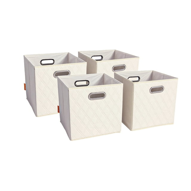JIAessentials Set of 4 Foldable Faux Leather Cube Storage Bins ...
