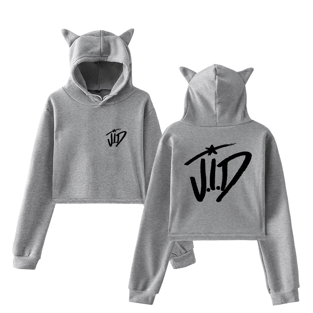 JID Logo Merch Classic Girl's Cute Cat Ear Cropped Pullover Hoodie ...
