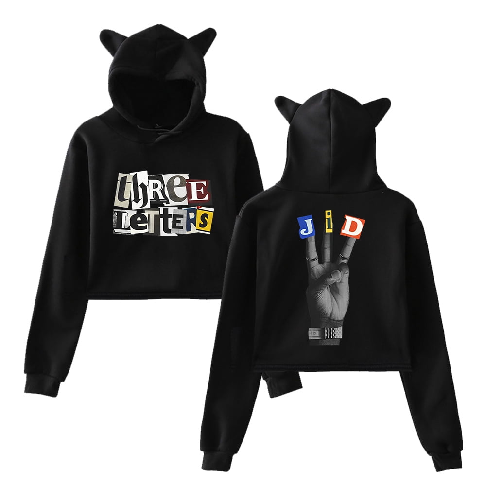 JID Merch Three Letters Ransom Girl's Cute Cat Ear Cropped Pullover ...