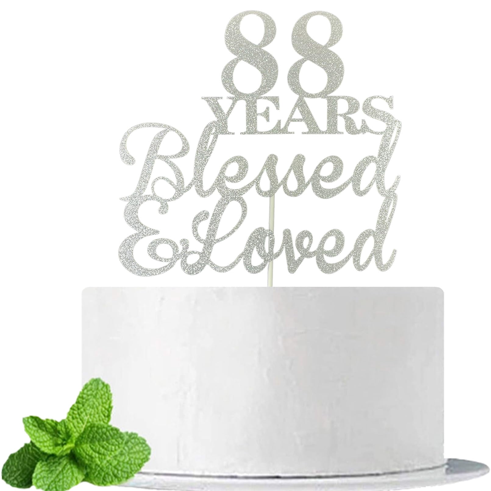 JIEEIN 88 Years TWE5 Blessed & Loved Cake Topper for 88th Birthday ...