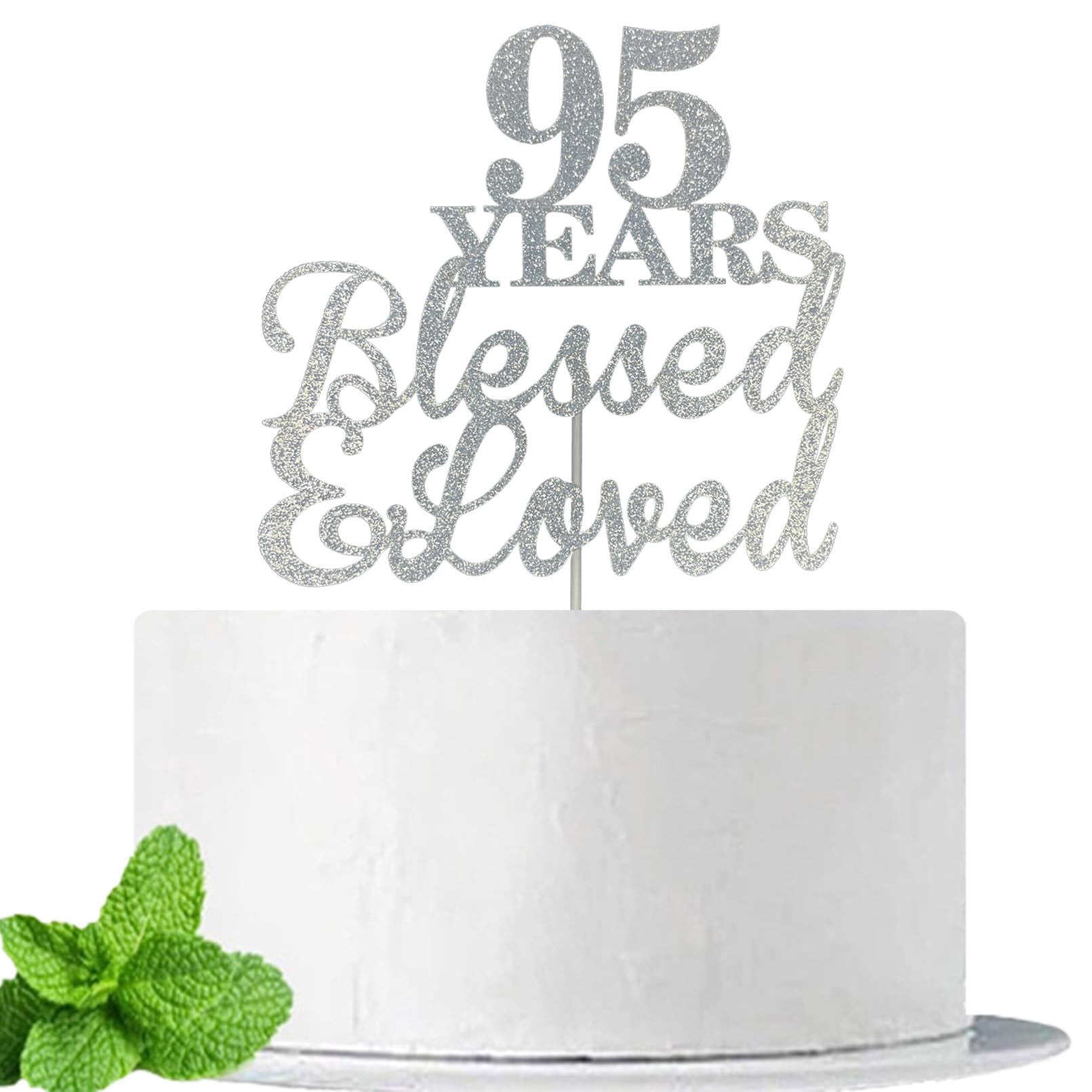 JIEEIN 95 Years TWE5 Blessed & Loved Cake Topper for 95th Birthday ...