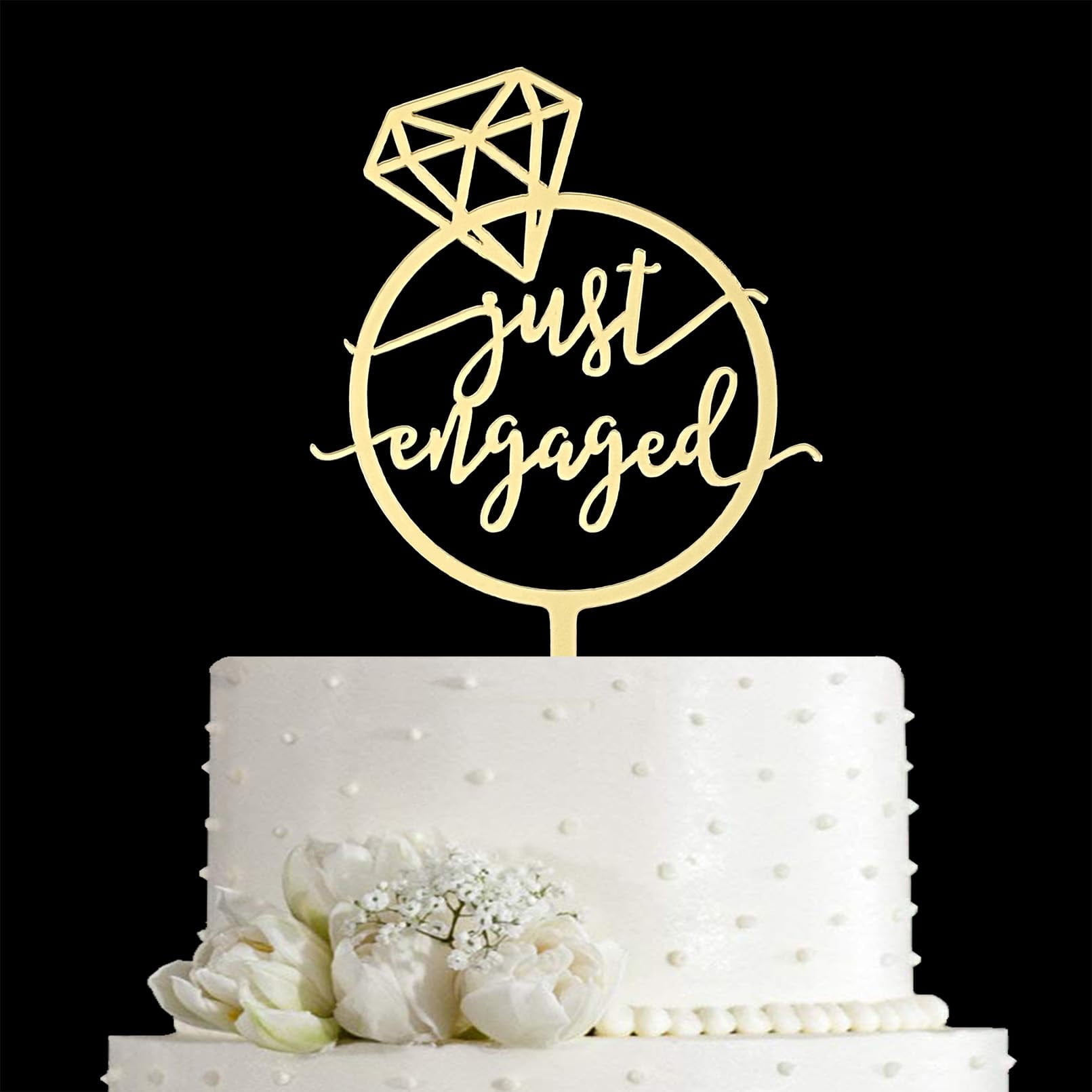 JIEEIN Mirror Gold Just Engaged Cake AIS1 Topper, We're Engaged Cake ...