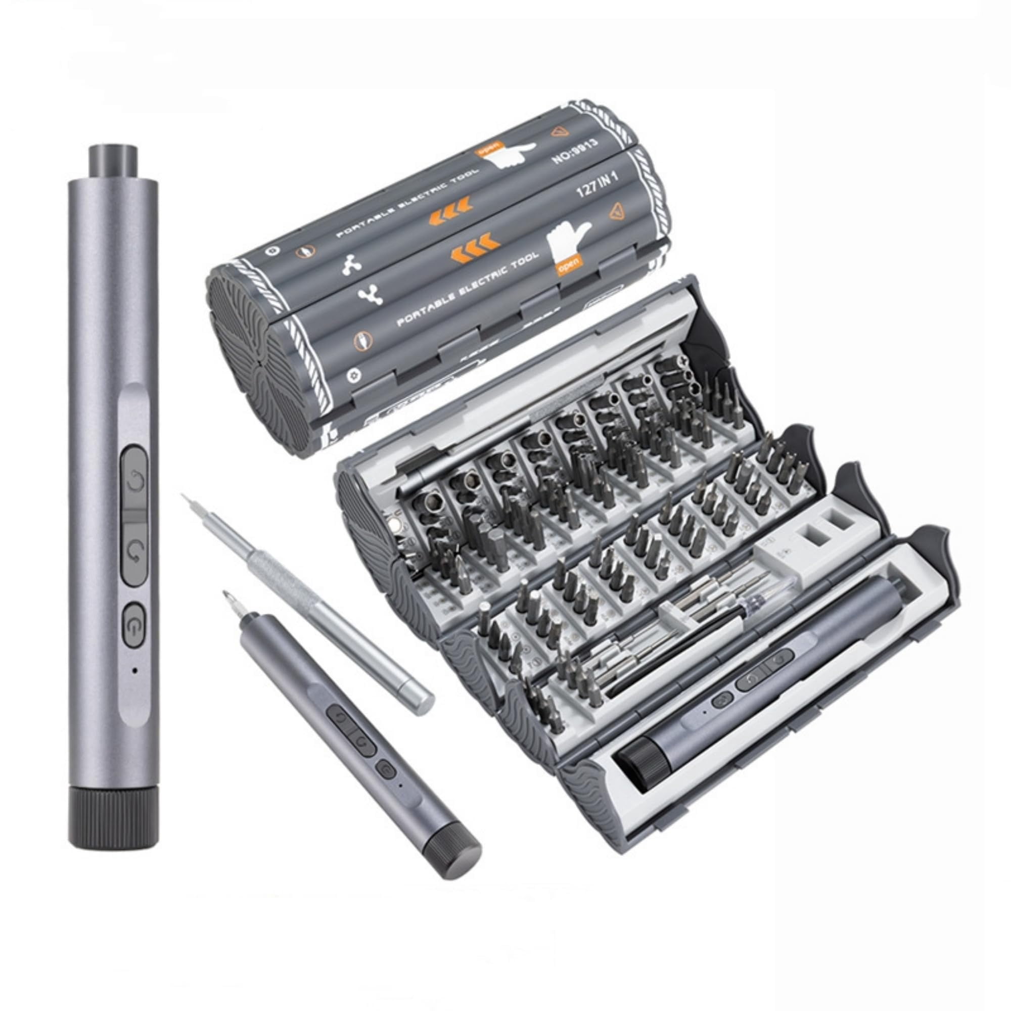 JIEHET Mini Electric Precision Screwdriver Set, 127-in-1 Magnetic Bits ...