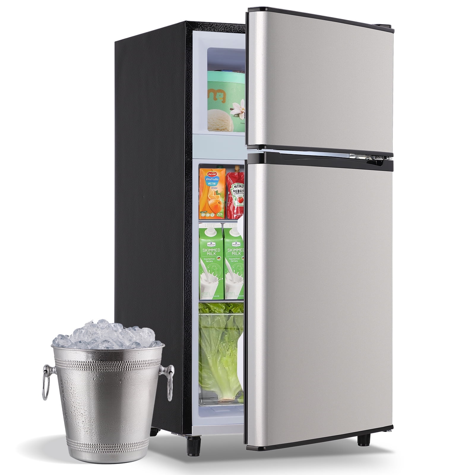 JIEJIA 3.5 Cu.Ft Small Fridge with Freezer, Small Refrigerator Separate ...