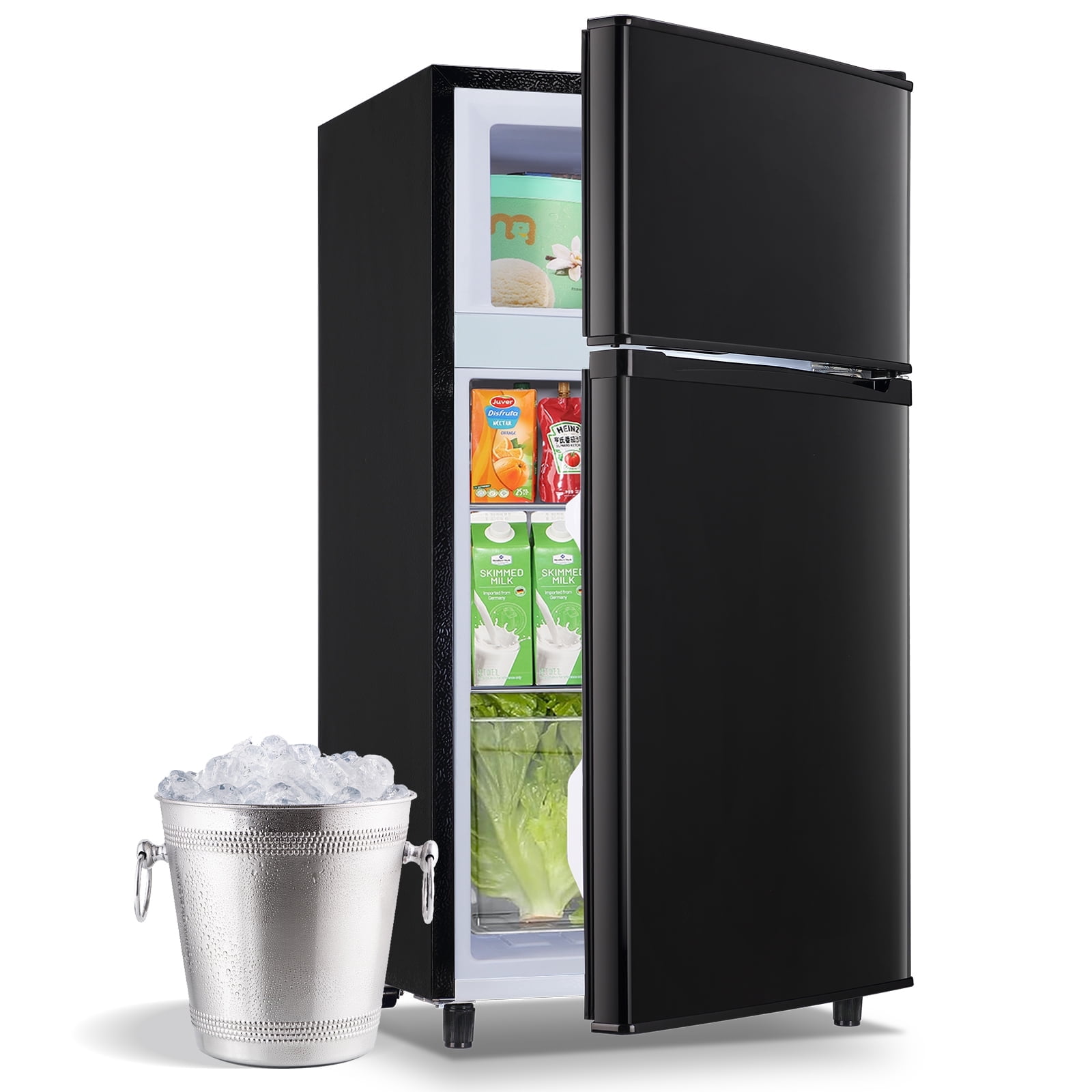 JIEJIA 3.5 Cu.Ft Small Fridge with Freezer, Small Refrigerator Separate ...