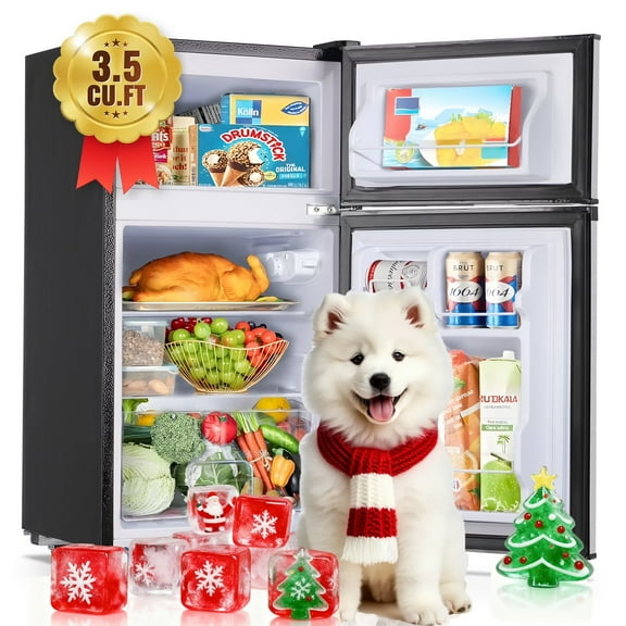 Double Door Refrigerator with Freezer 4.5 Cu.Ft Small Fridge with ...