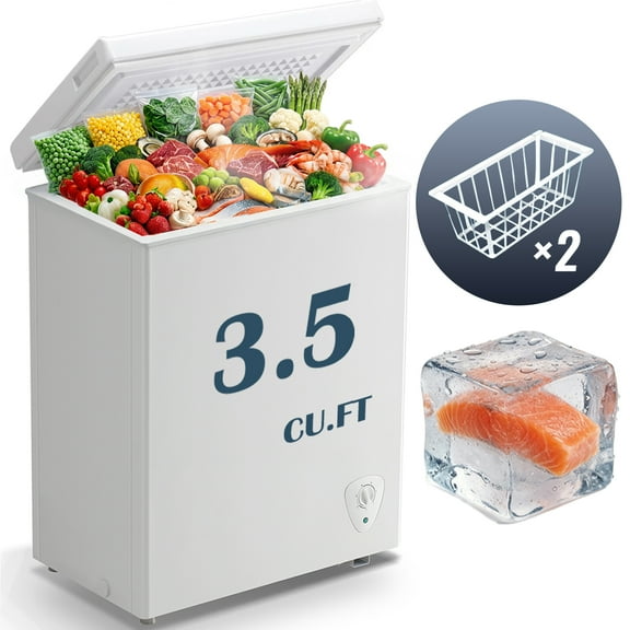KFFKFF Chest Freezer, 5 Cu.ft Compact Deep Freezer, Free-Standing Top ...
