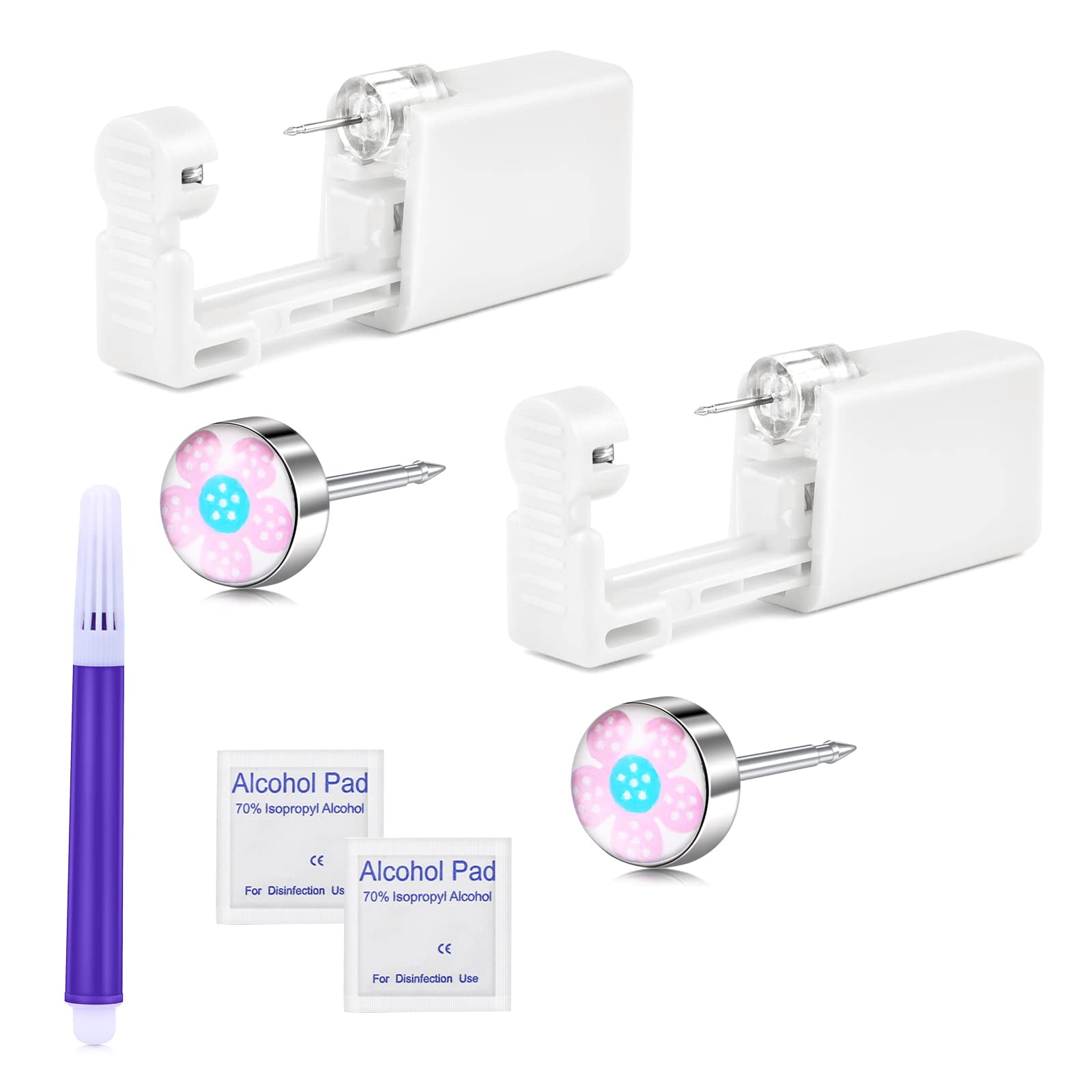 JIESIBAO Ear Piercing Gun Kit,Self Ear Piercing Kit Disposable Self Ear ...