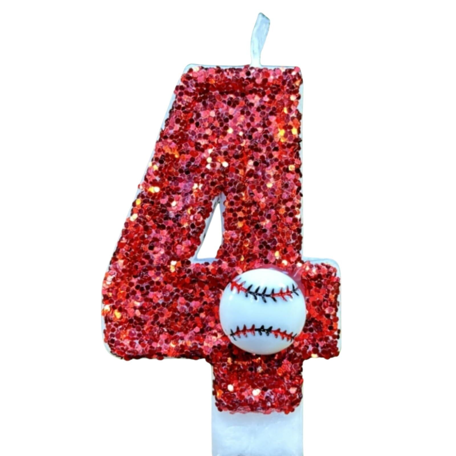 JIEU ‌Baseball Birthday Candle Cake Topper Number Glitter Candle ...
