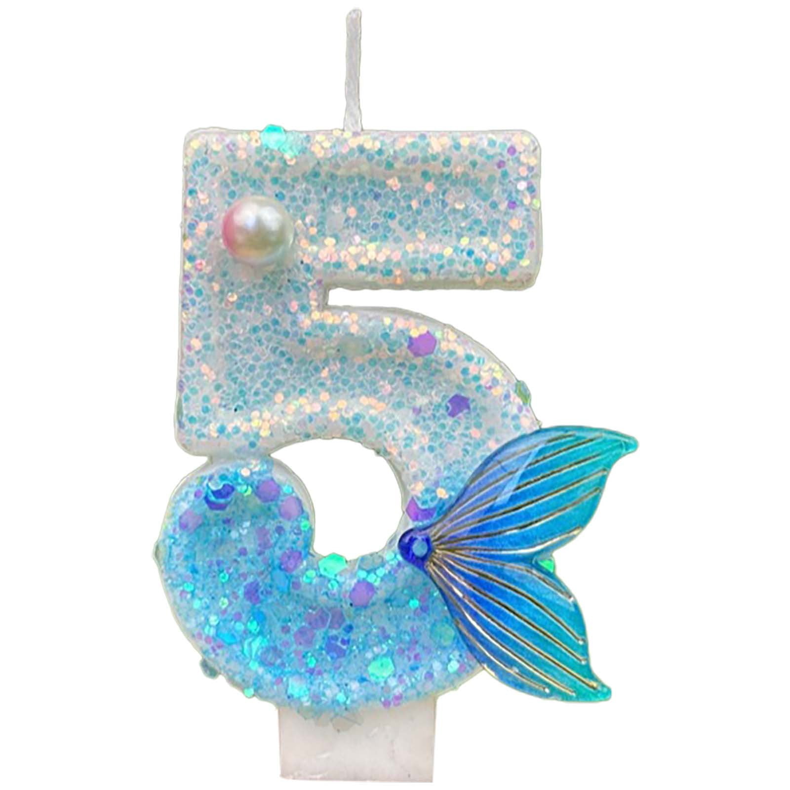 JIEU ‌Birthday Number Candles for Cake Blue Glitter igit Candles Fun ...