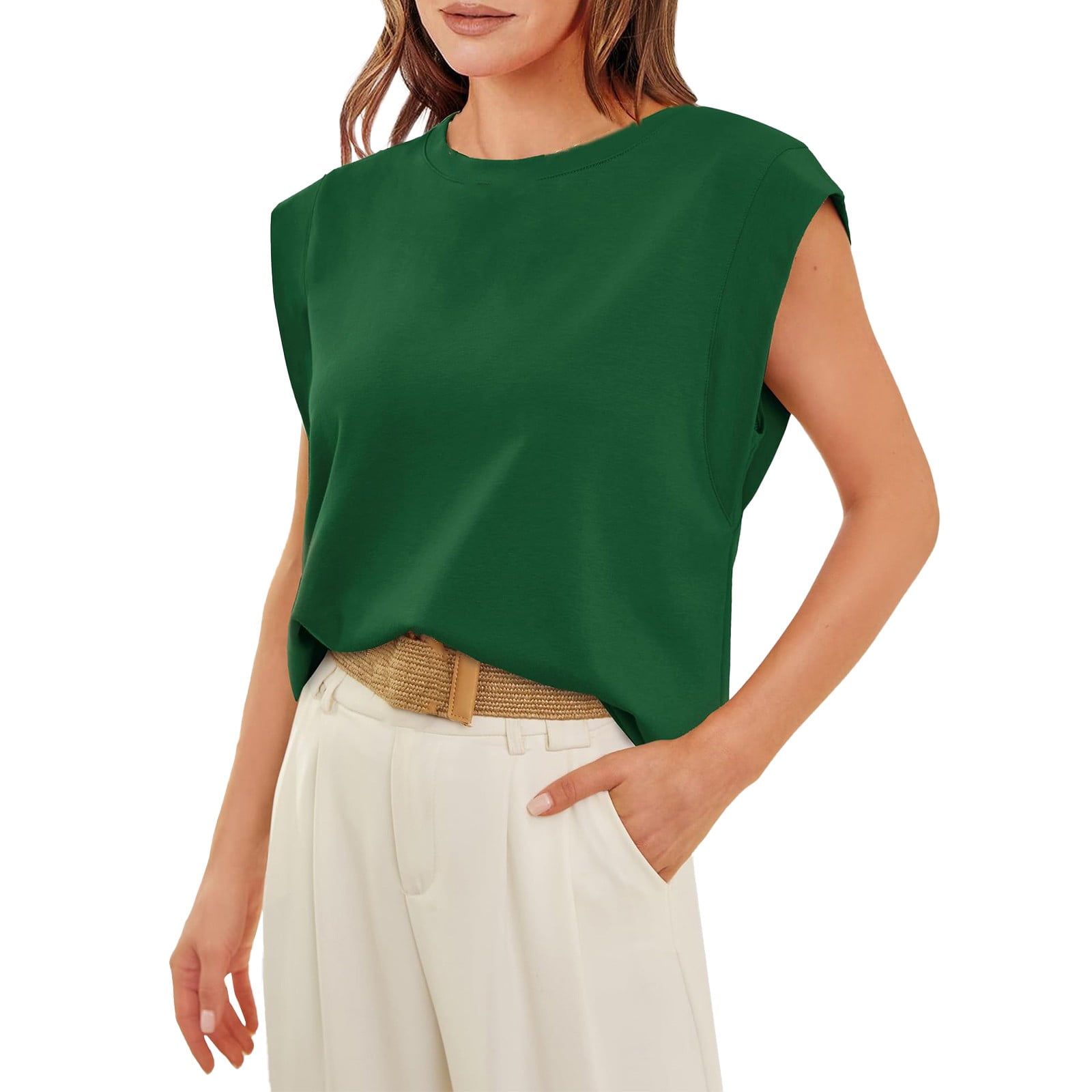 JIEYING Cap Sleeve Tops For Women Summer Tank Top Basic Tee Shirts ...