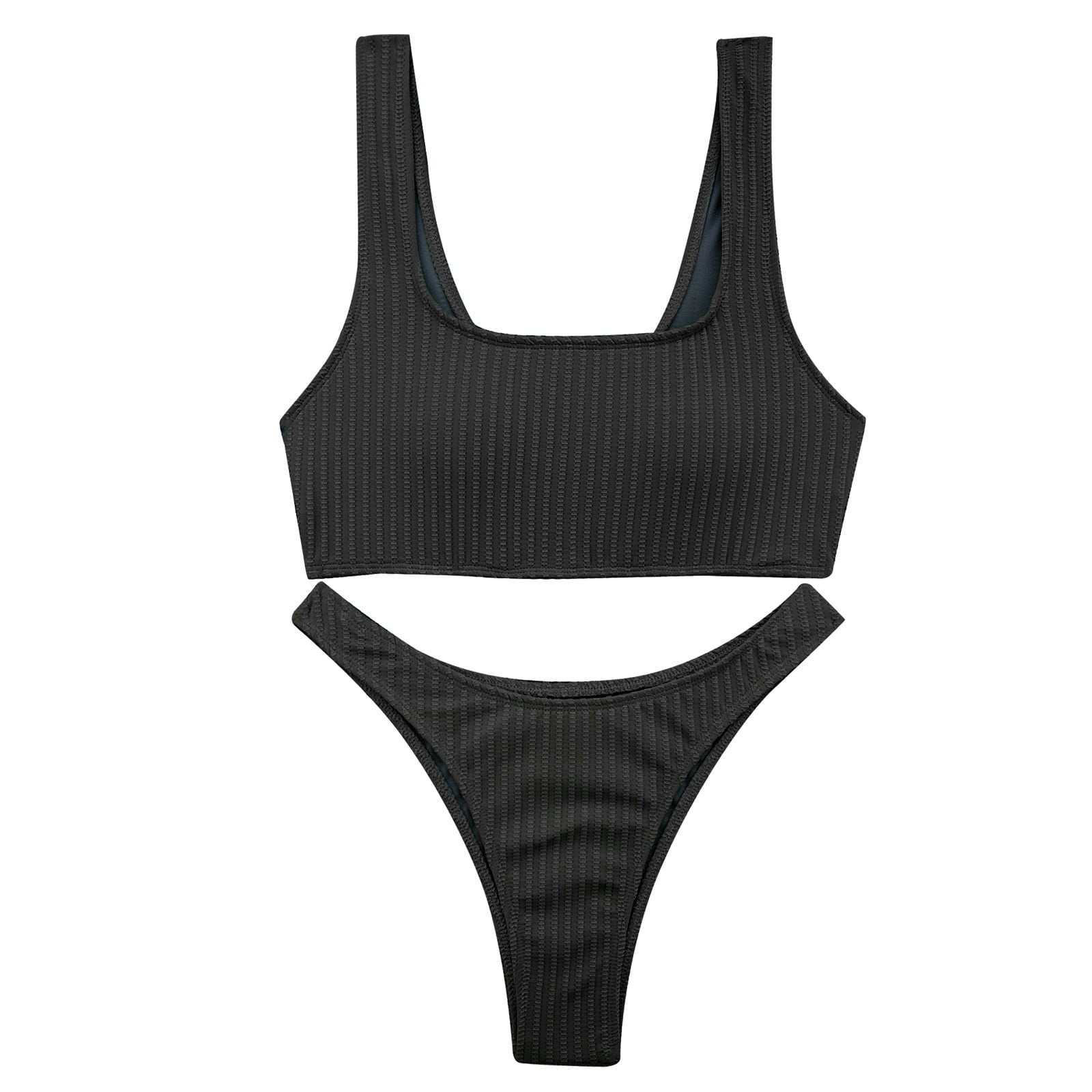 Jieying Summer Ladies Two Piece Swimsuit Solid Color Bikini Beach