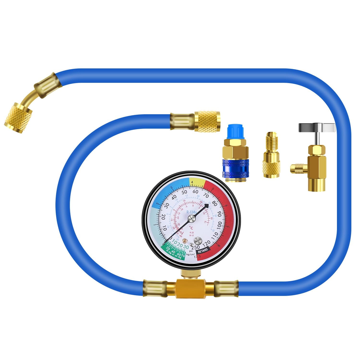 JIFETOR AC Charge Hose with Gauge for R134A, HVAC Refrigerant Recharge ...