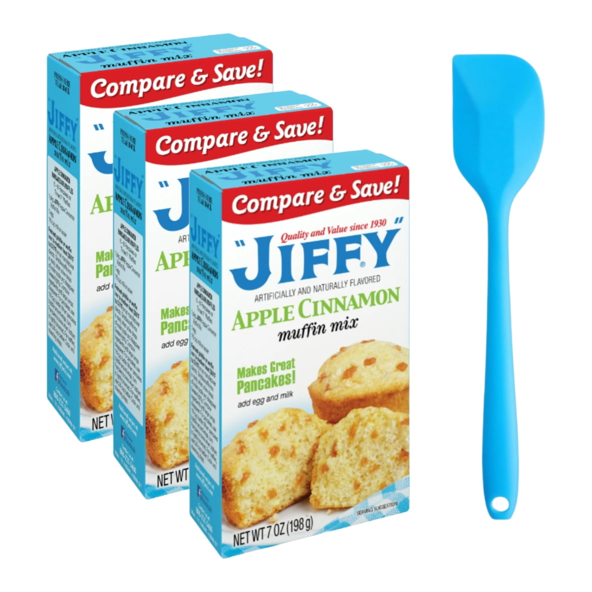 JIFFY Apple Cinnamon Muffin Mix 7.0 oz Box (3 pack) and 8in Silicone ...