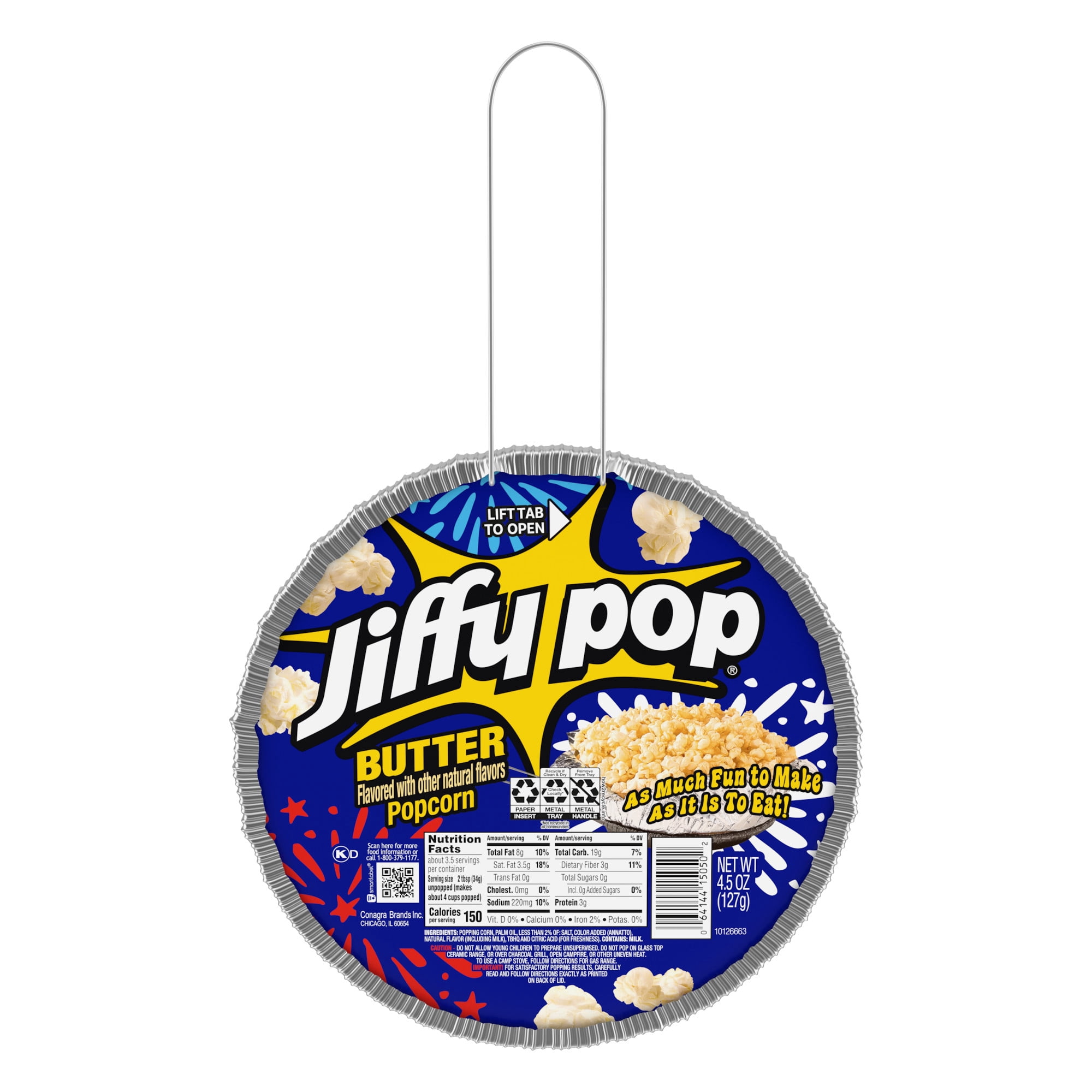 Jiffy Pop, Butter Flavored Popcorn, 4.5 oz, Stovetop Popping Pan ...