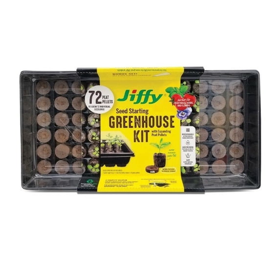 JIFFY SEED STARTING KIT 72 expanding Peat Pellet, Greenhouse seedling ...