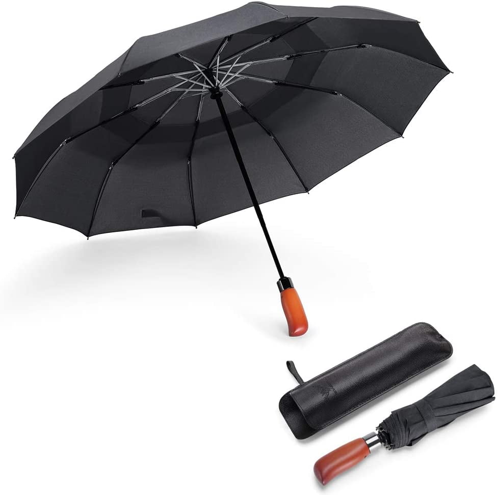 JIGUOOR 10 Ribs Folding Umbrella Windproof Compact Travel,Auto Open ...