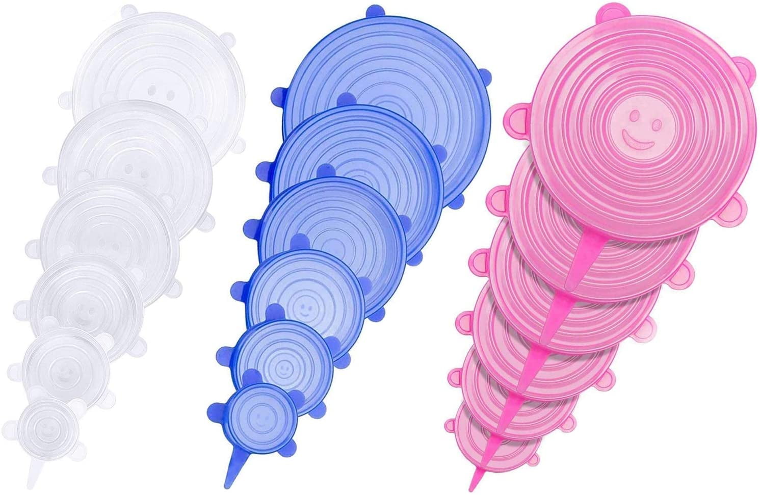JIGUOOR Silicone Stretch Lids, 18 Pack Reusable Silicone Lids, Durable ...