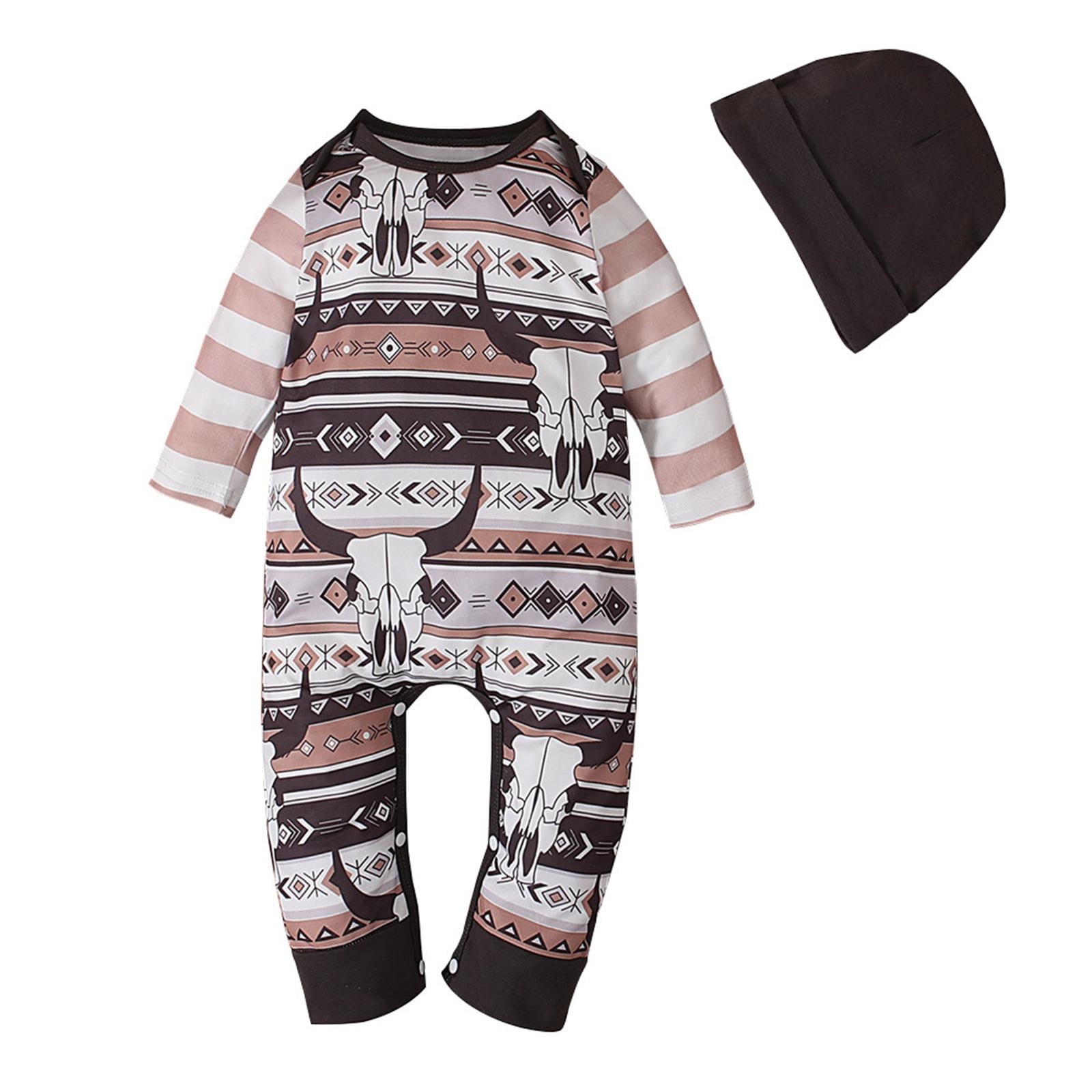 JIKNTTR Baby Boy Girl Western Clothes Cow Print Long Sleeve Romper Jumpsuit One Piece Spring ...