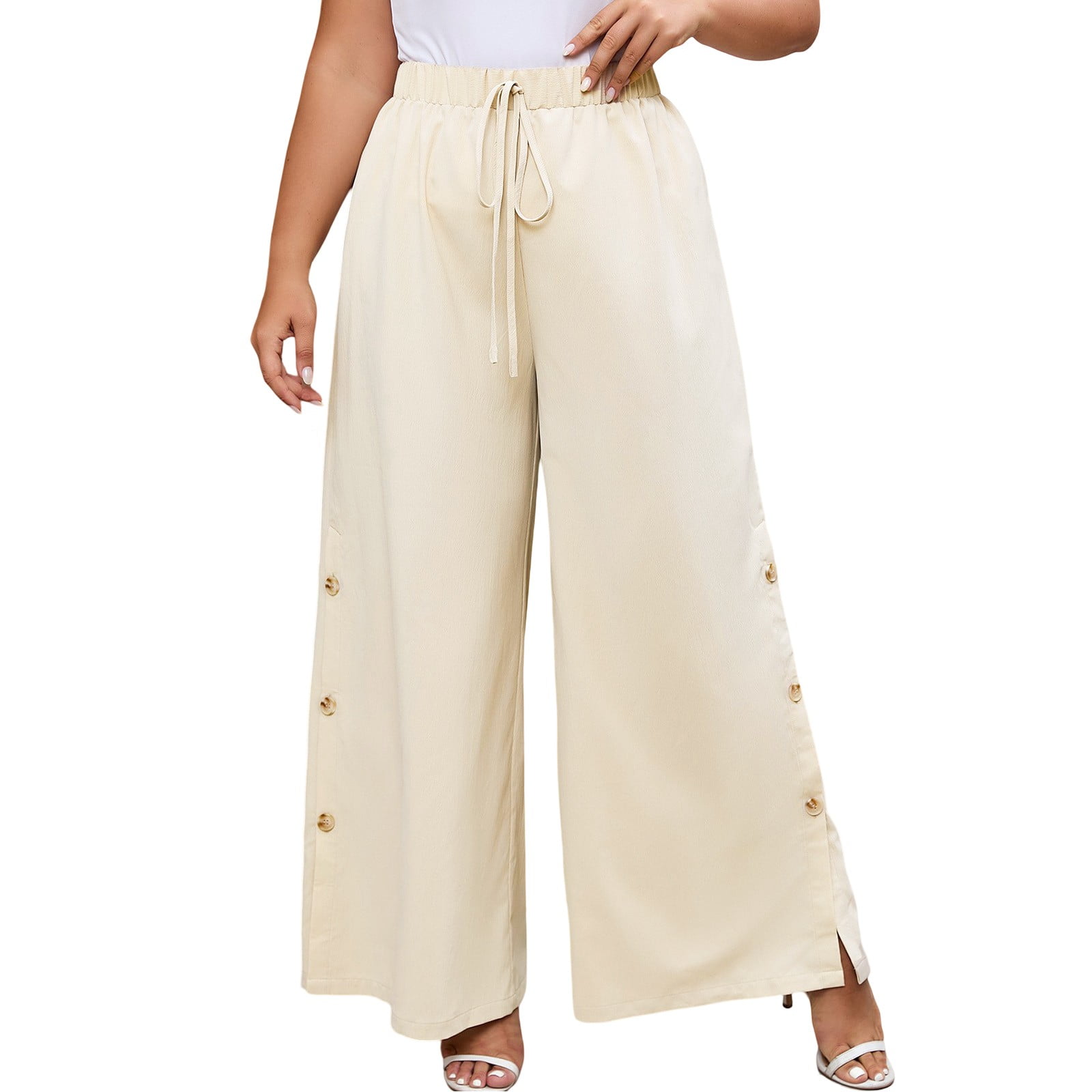 JIKNTTR Capri Pants For Womens Business Casual Capri Pants Summer Trendy 2025 Pleated High ...