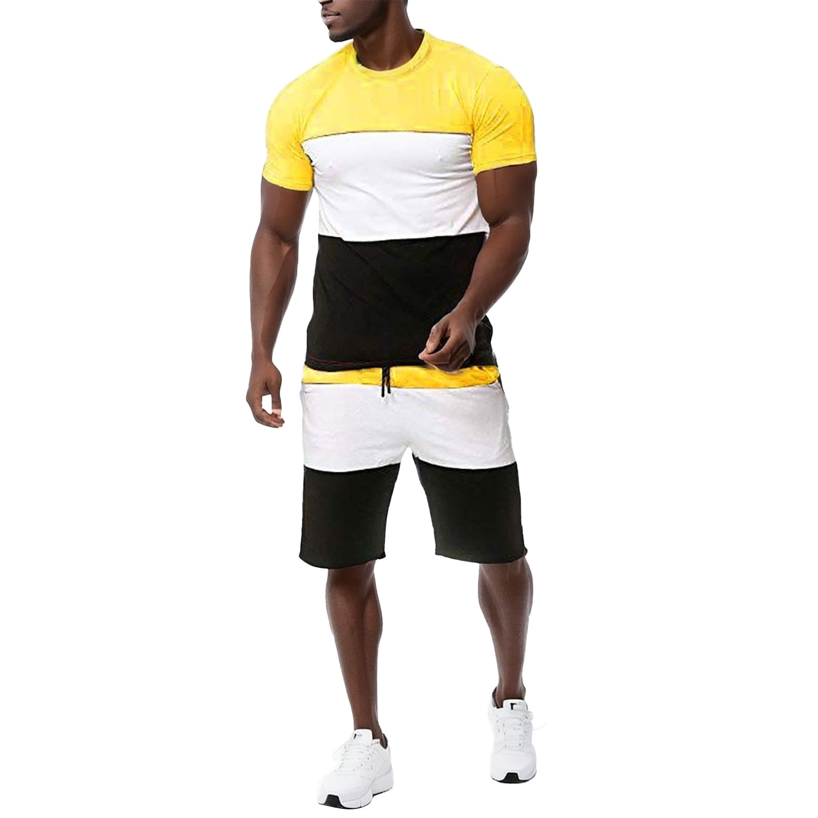 JIKNTTR Casual Shorts Set For Men Sets Summer Piece Short Casual 2 Mens ...
