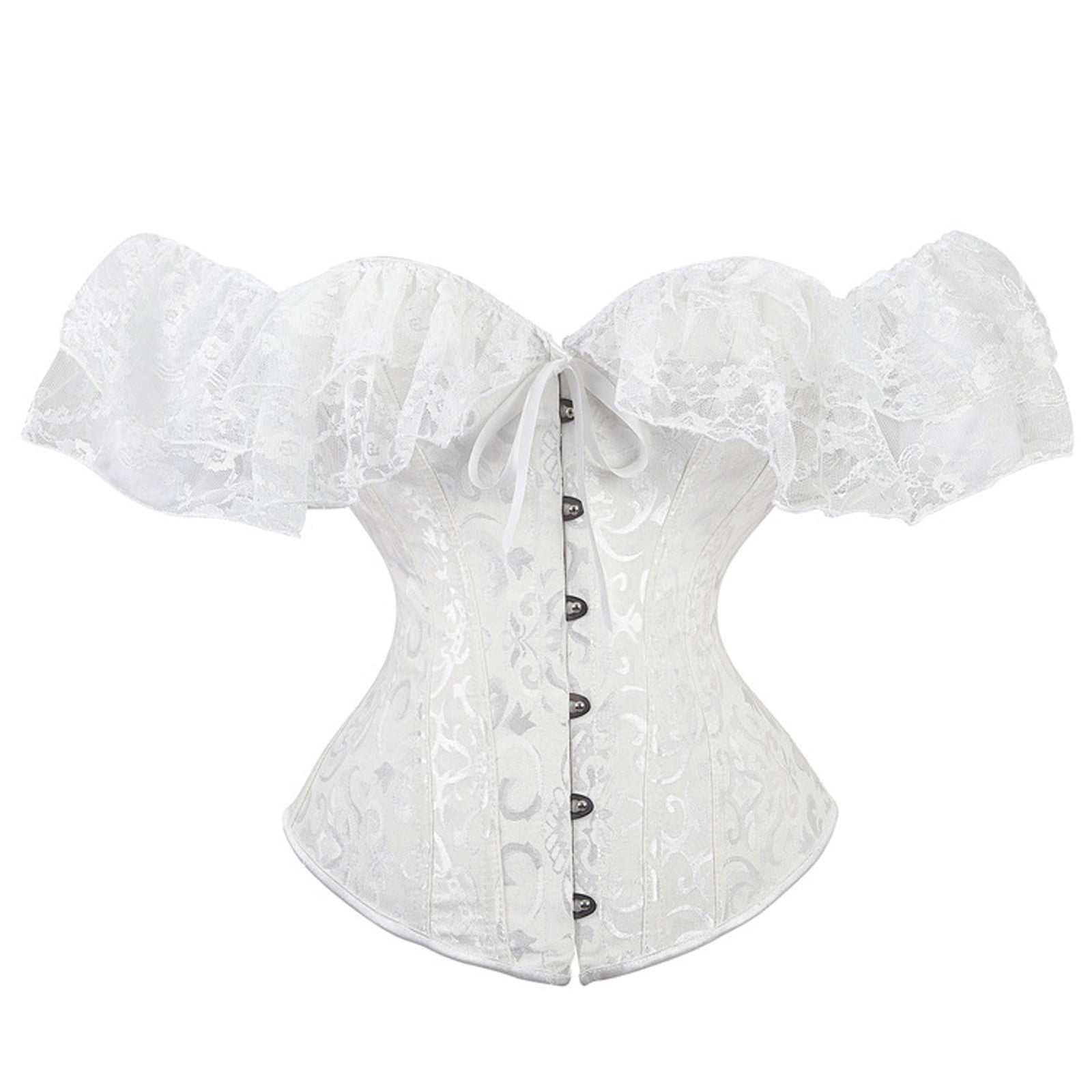 JIKNTTR Corset Tops For Women Lace Up Satin Boned Overbust Corset ...