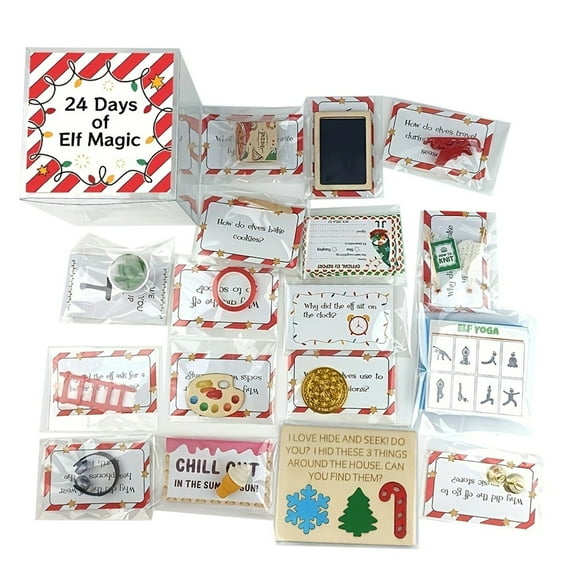 BESTSKY Elf Kit 24 Days Of Christmas, Fun Elf Activities Props ...
