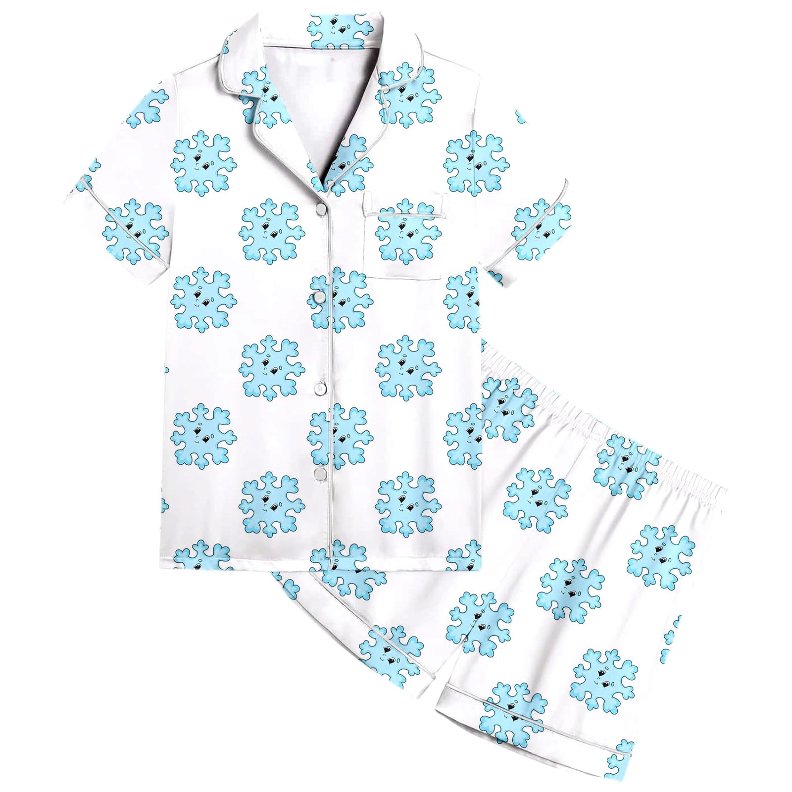JIKNTTR Girls Cartoon Pajamas Set Christmas Pajamas Button Down Shirt ...