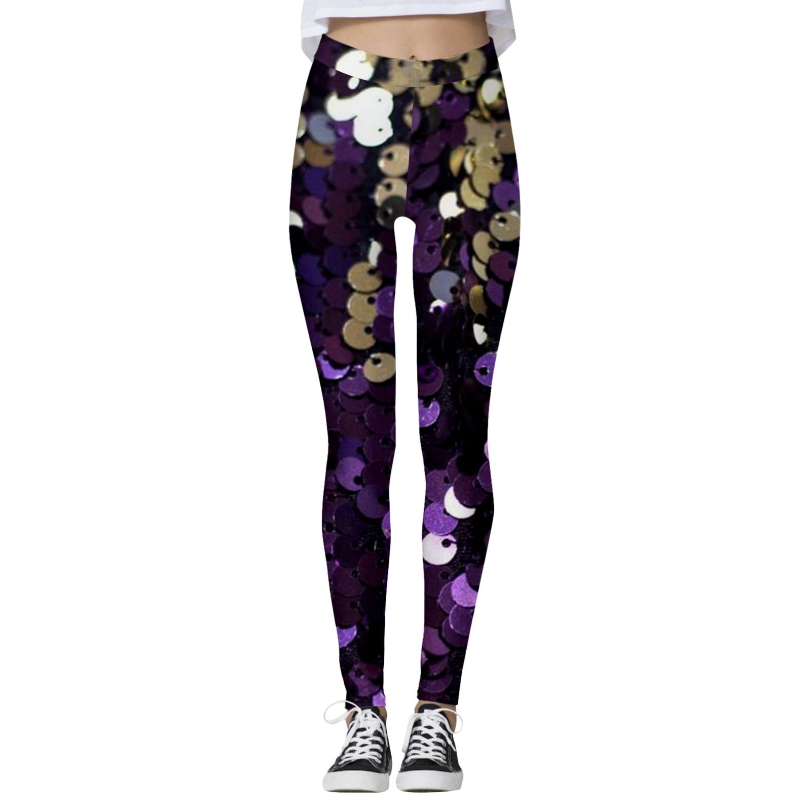 JIKNTTR High Waisted Leggings For Women Lifting Shiny Yoga Pants Trendy ...