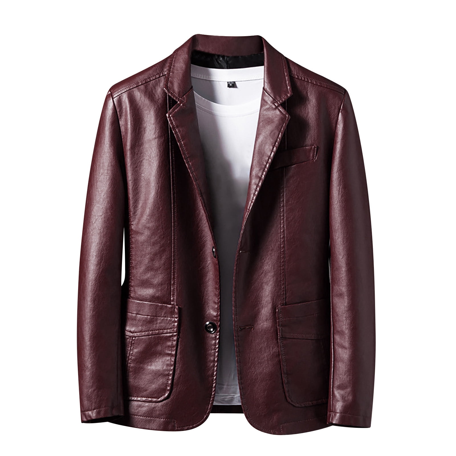 JIKNTTR Leather Jackets For Men Fashion Casual Slim Fit Faux Leather ...