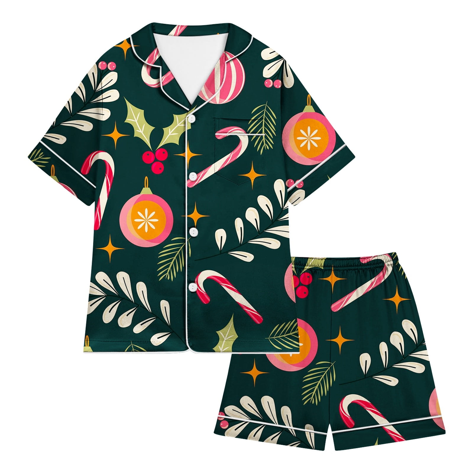 JIKNTTR Little Girls Pajama Set 2 Piece Christmas Satin Silk Pajamas ...