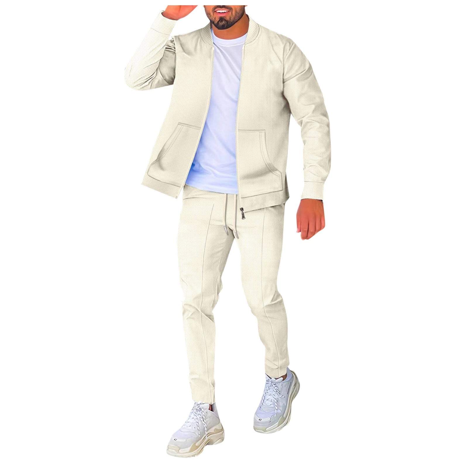 JIKNTTR Men's 2 Piece Outfits Track And Field Jacket Athletic Wear ...
