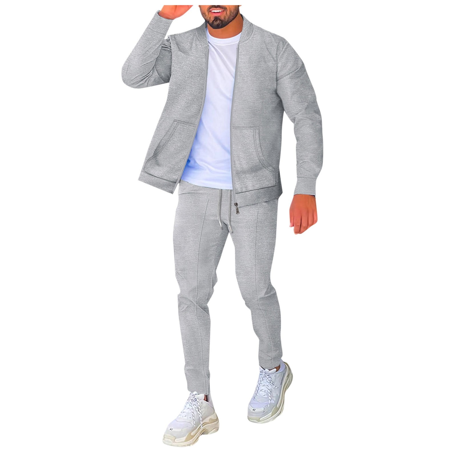 JIKNTTR Men's 2 Piece Outfits Track And Field Jacket Athletic Wear ...