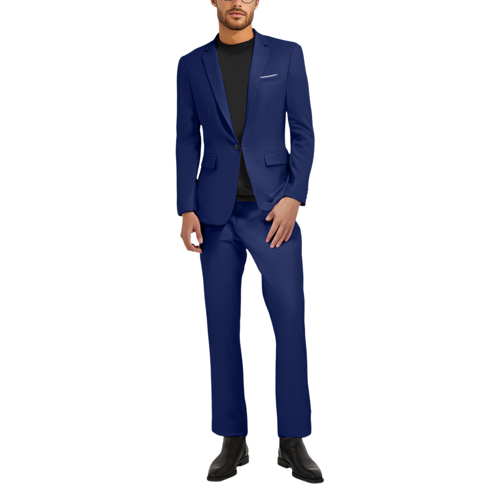 JIKNTTR Men's 2 Piece Slim Fit Suit Set Business Casual Suit Sets Solid ...