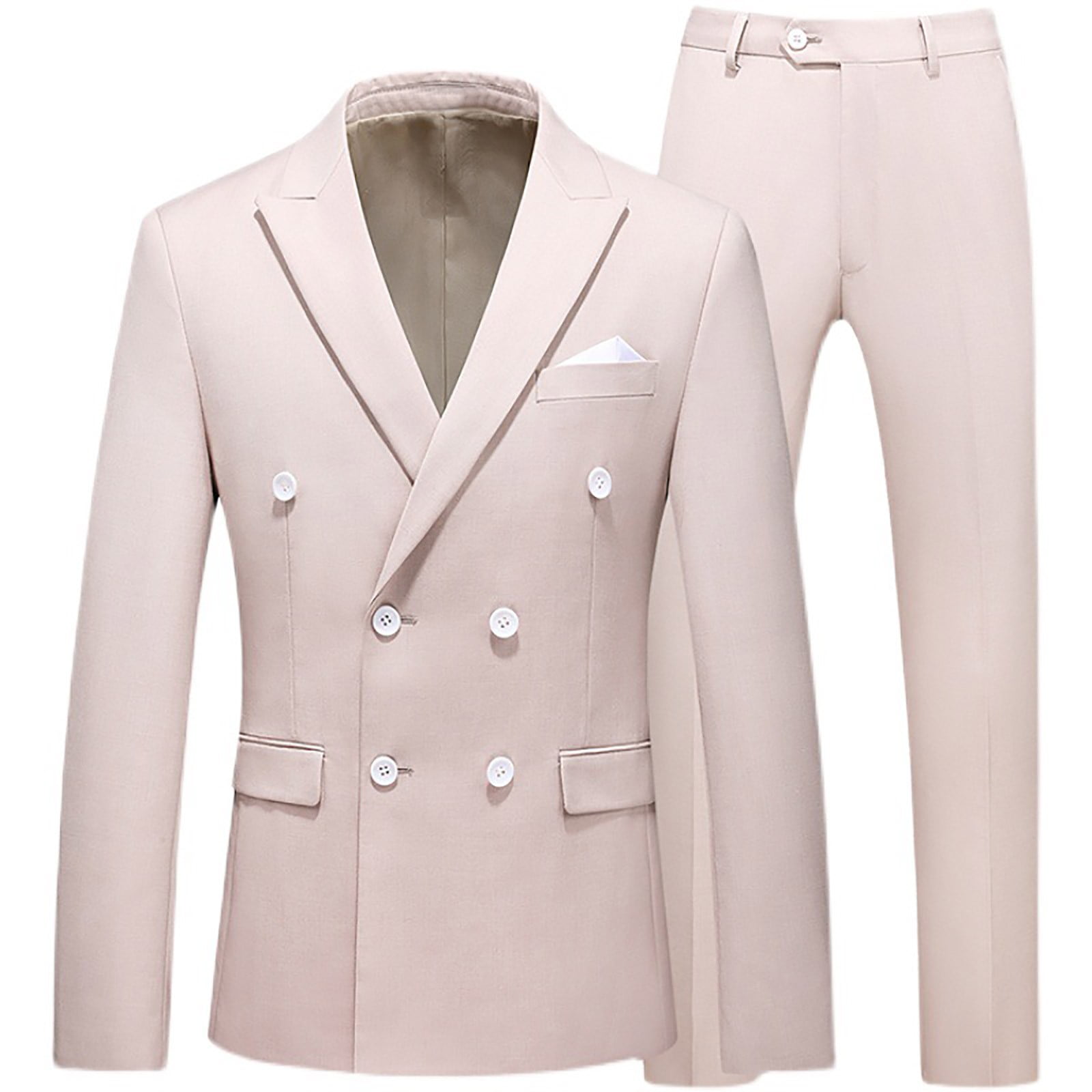 JIKNTTR Men's 2 Piece Suits Slim Fit Casual Business Wedding Party Suit ...