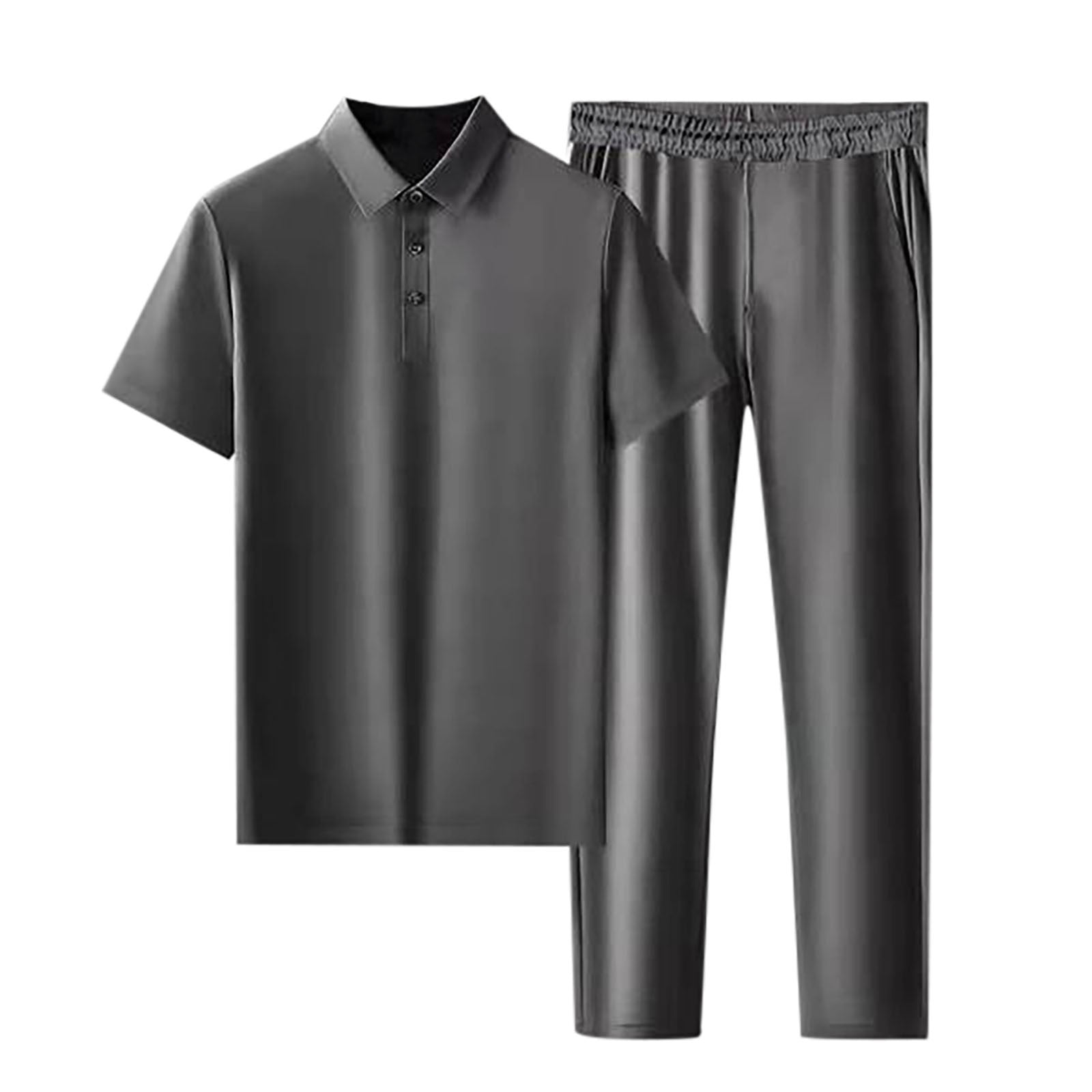 JIKNTTR Men's 2 Piece Summer Short Sets High Elasticity Thin Quick Silk ...