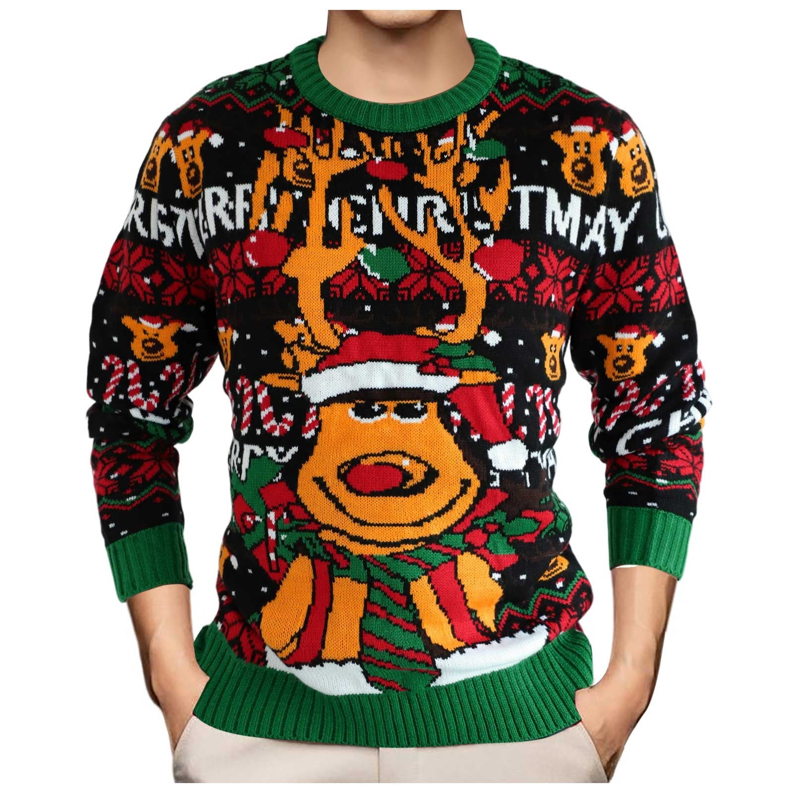 JIKNTTR Men's Christmas Sweaters Funny Christmas Sweaters For Men ...