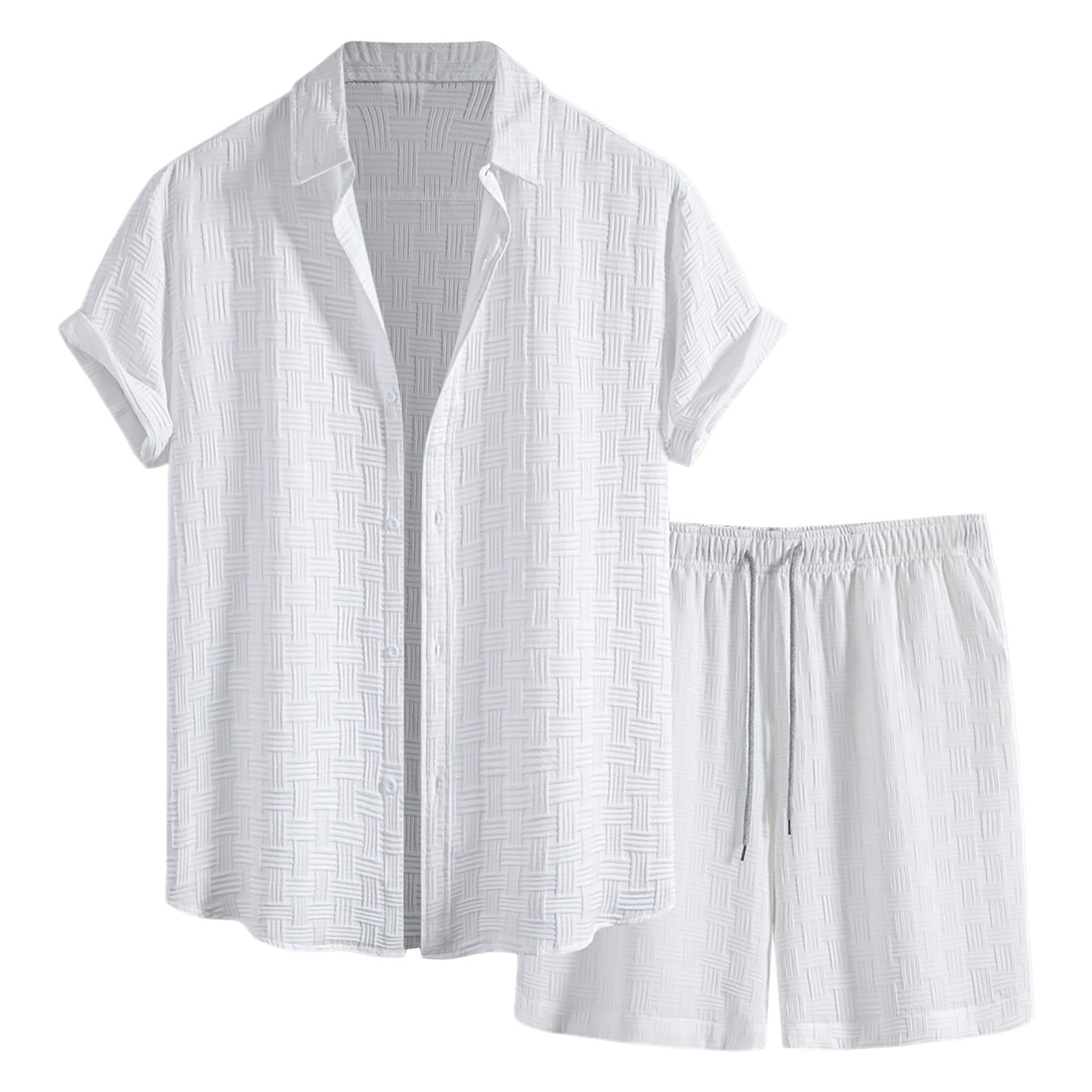 JIKNTTR Men's Hawaiian 2 Piece Outfits Mens Summer Beach Short Sleeve ...