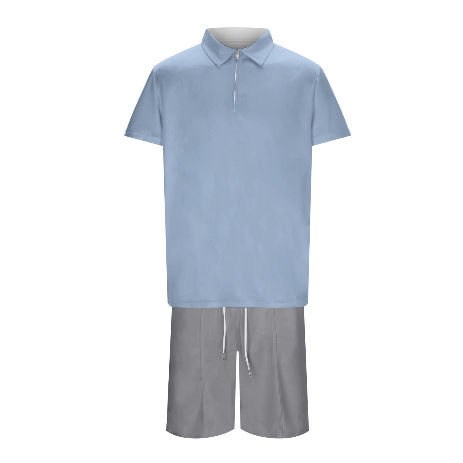 JIKNTTR Men's Polo Shirt And Shorts Set Suit Two Suits Solid Color ...