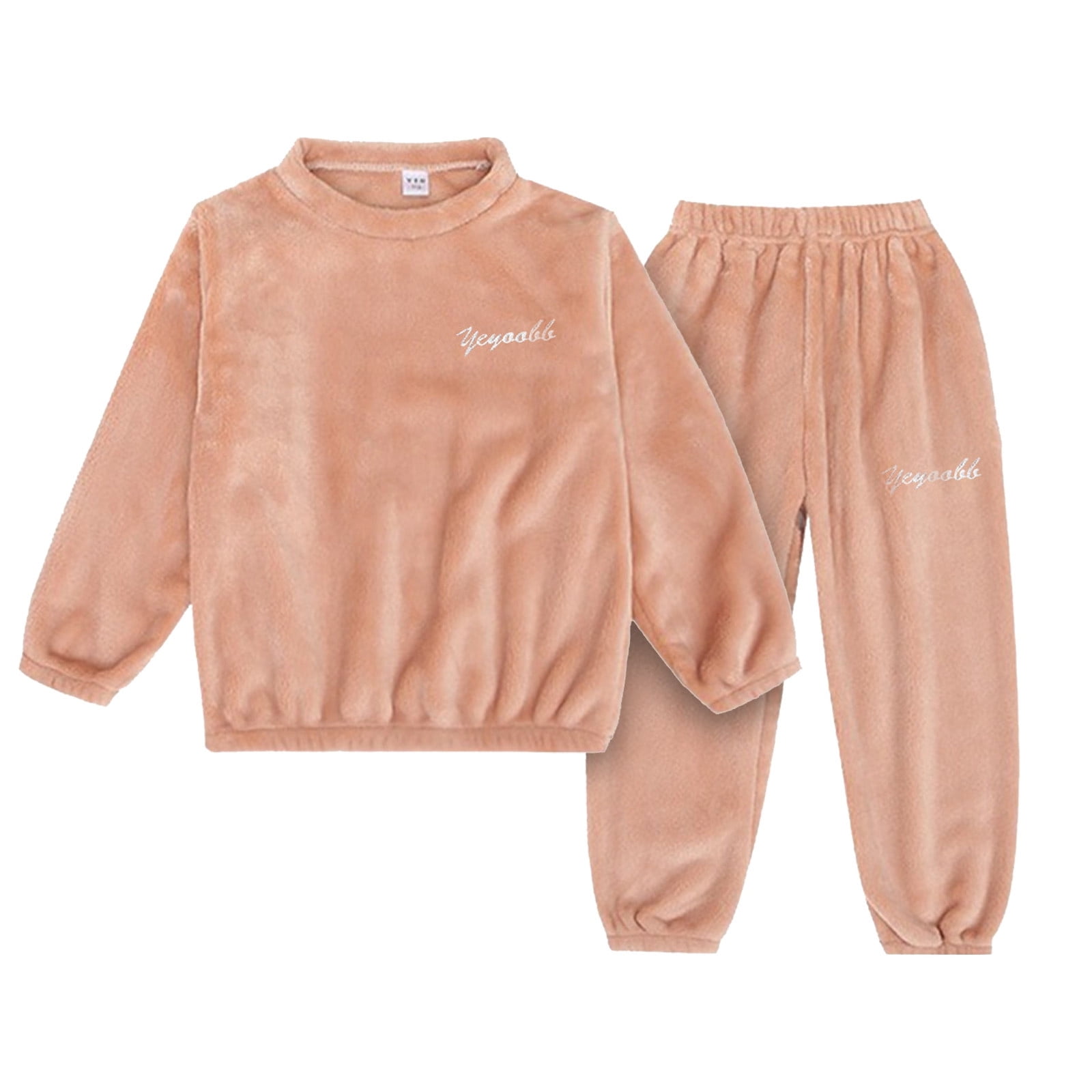 JIKNTTR Pajamas Set For Girls Flannel Clothes Long Sleeve Pants Winter ...