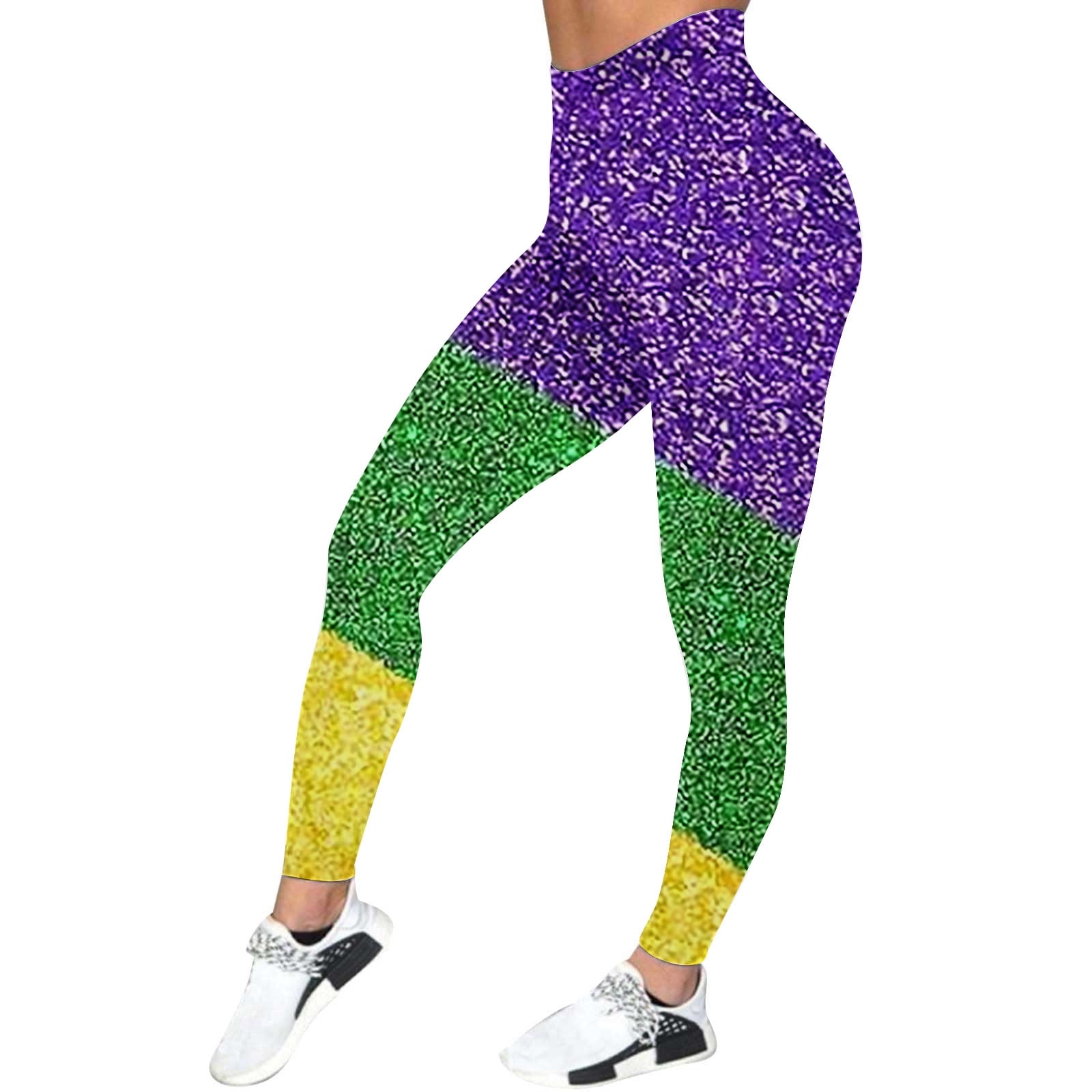 JIKNTTR Stretch Leggings For Women Carnival Colorful Printed Casual ...