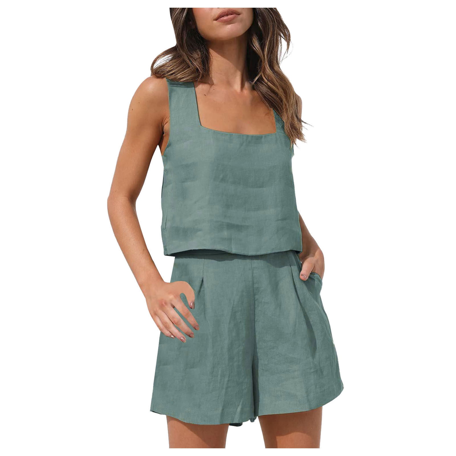 JIKNTTR Summer Outfits Women Shorts Sets 2 Piece Outfits Matching Sets ...
