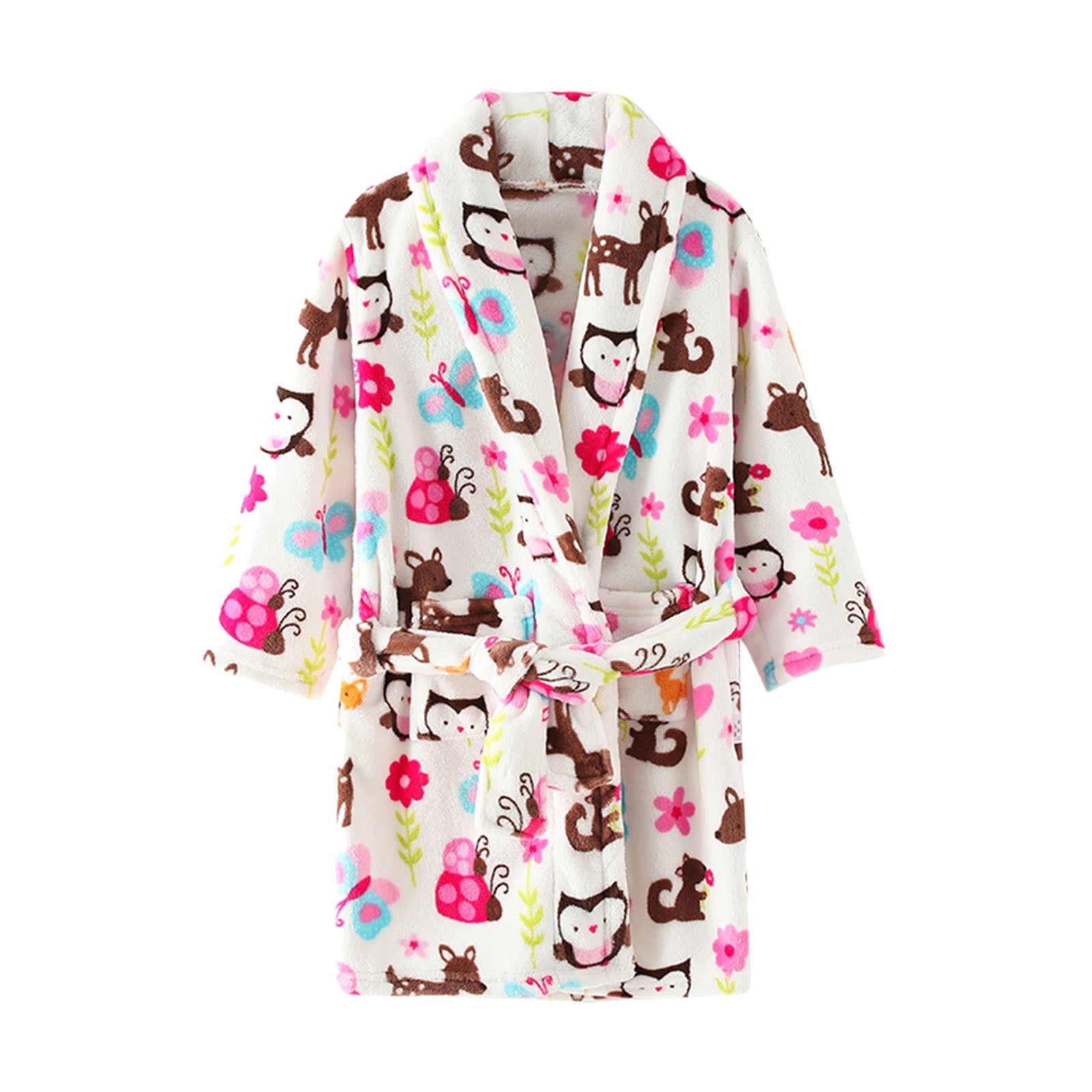 JIKNTTR Toddler Robes Cute Pattern Bathrobe Kids Boys Girls Hooded Warm ...