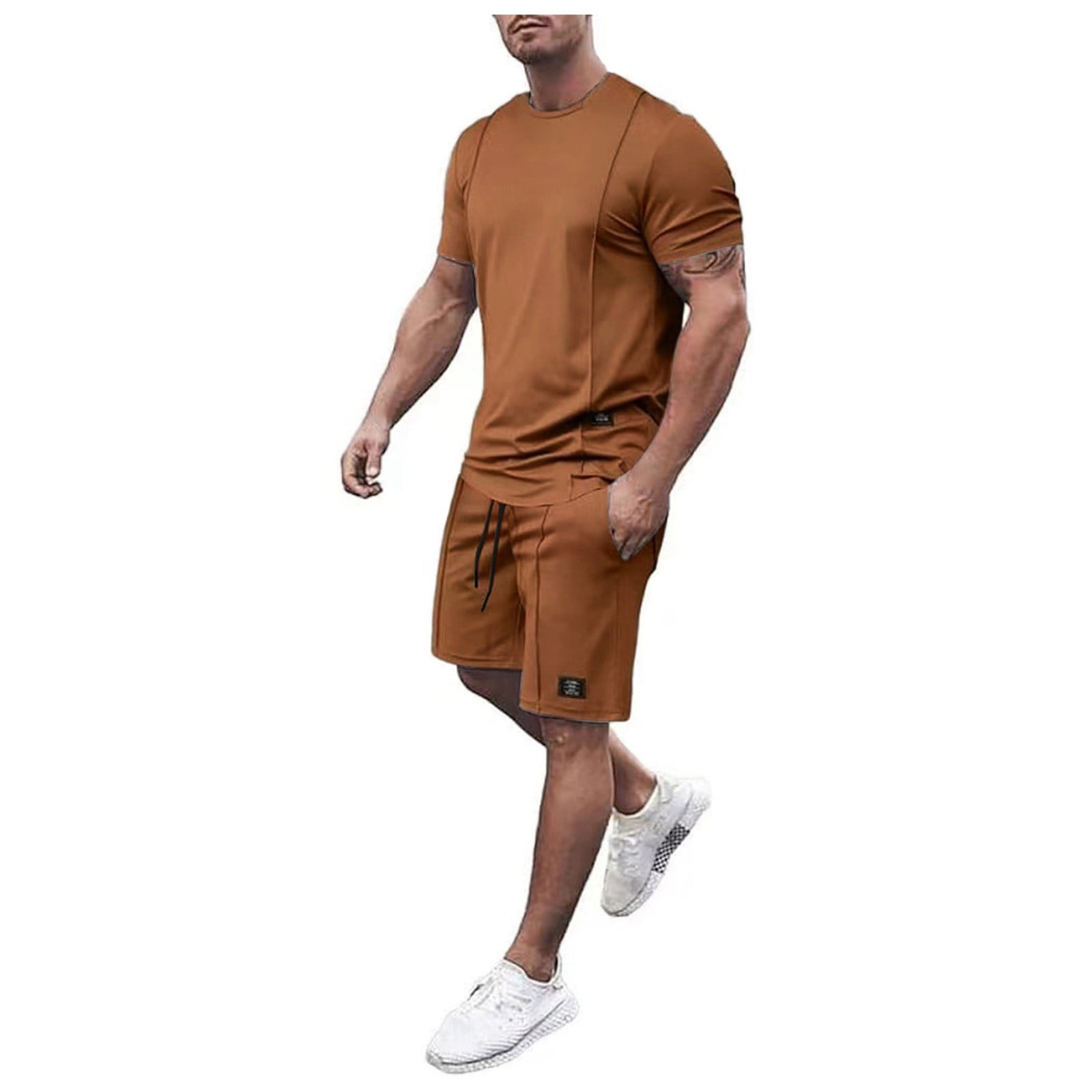 JIKNTTR Trendy Mens Short Sets Men's 2 Piece Outfits Trendy Patchwork ...